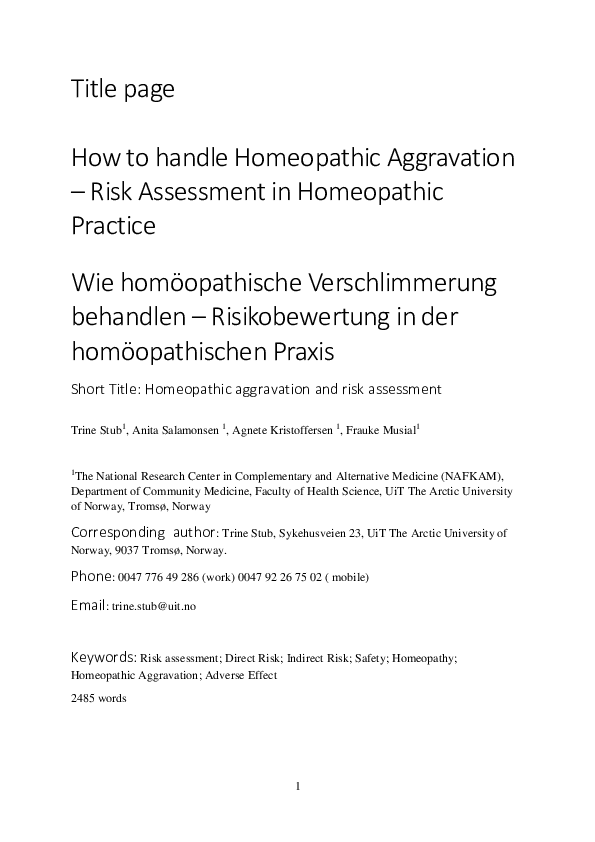 (PDF) How to Handle Worsening of Condition during Treatment - Risk ...