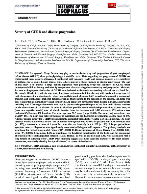 (PDF) Severity of GERD and disease progression