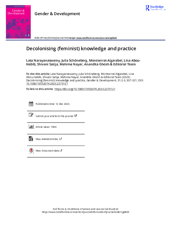 (PDF) Decolonising (feminist) knowledge and practice