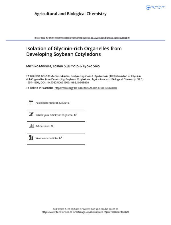 (PDF) Isolation of glycinin-rich organelles from developing soybean ...