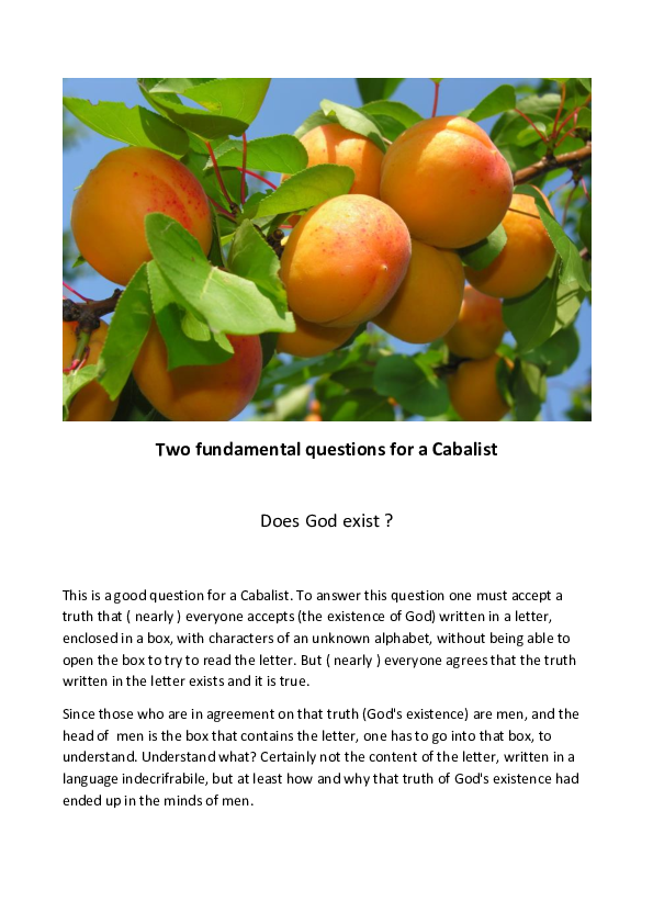 (PDF) Two fundamental questions for a cabalist