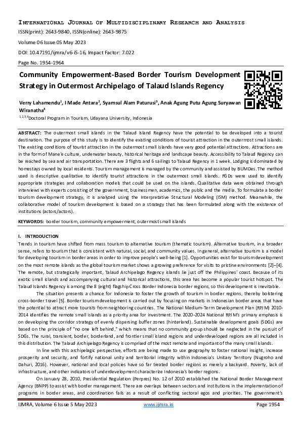 (PDF) Community Empowerment-Based Border Tourism Development Strategy ...