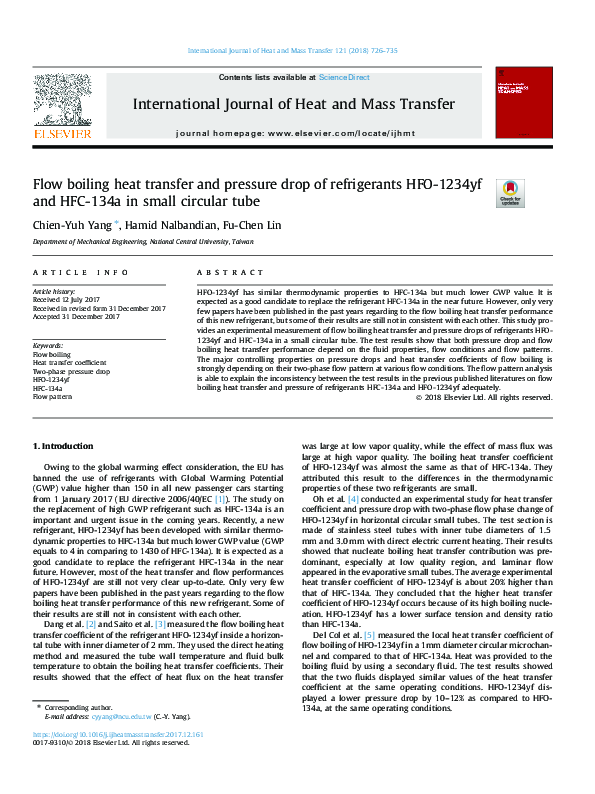 (PDF) Flow boiling heat transfer and pressure drop of pure HFC-152a in ...