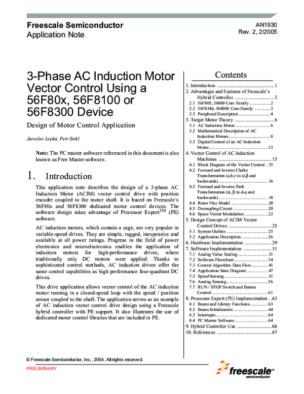 (PDF) 3-Phase AC Induction Motor Vector Control Using a 56F80x, 56F8100 ...