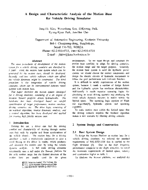 (PDF) A design and characteristic analysis of the motion base for ...