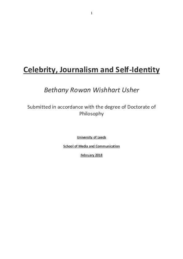 (PDF) Celebrity, Journalism and Self-identity