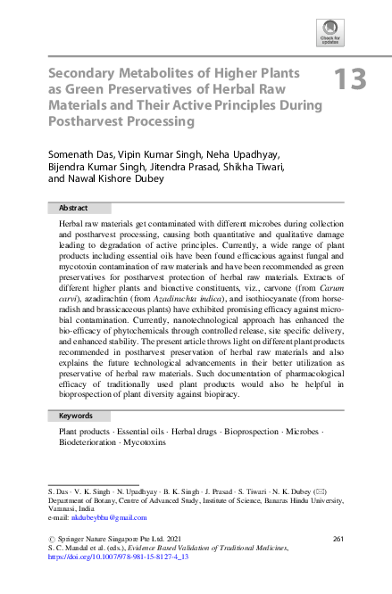 (PDF) Secondary Metabolites of Higher Plants as Green Preservatives of ...
