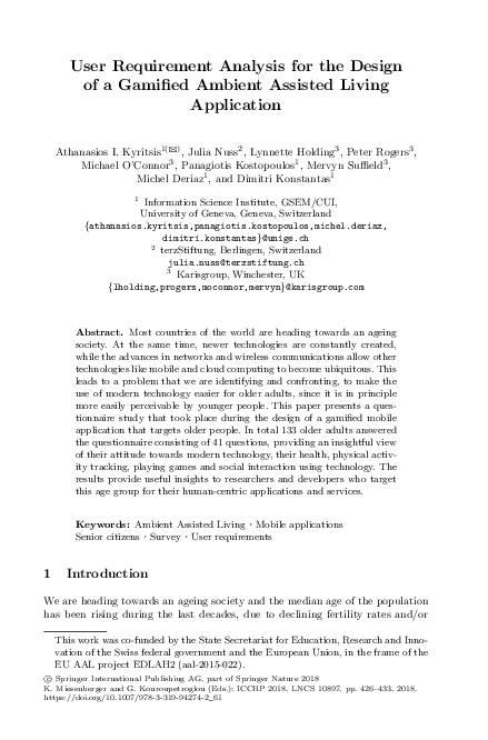 (PDF) User Requirement Analysis for the Design of a Gamified Ambient ...
