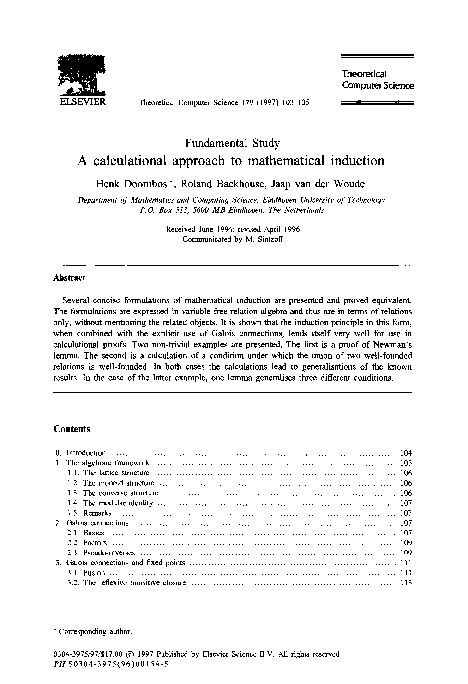 (PDF) A calculational approach to mathematical induction