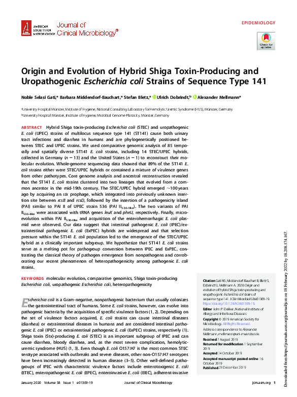 (PDF) Origin and Evolution of Hybrid Shiga Toxin-Producing and ...