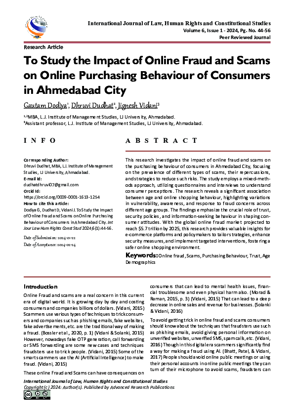(PDF) To Study the Impact of Online Fraud and Scams on Online Purchasing Behaviour of Consumers ...