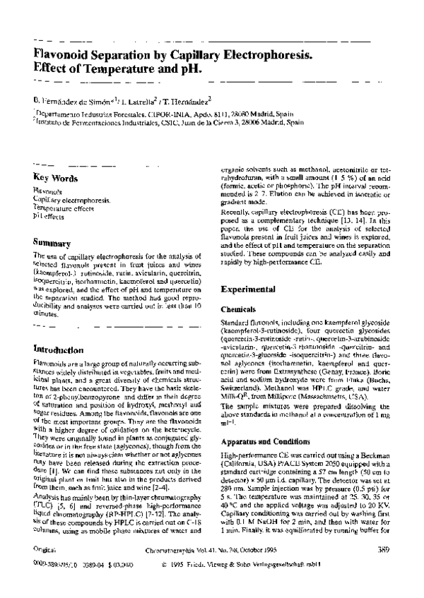(PDF) Flavonoid separation by capillary electrophoresis. Effect of ...