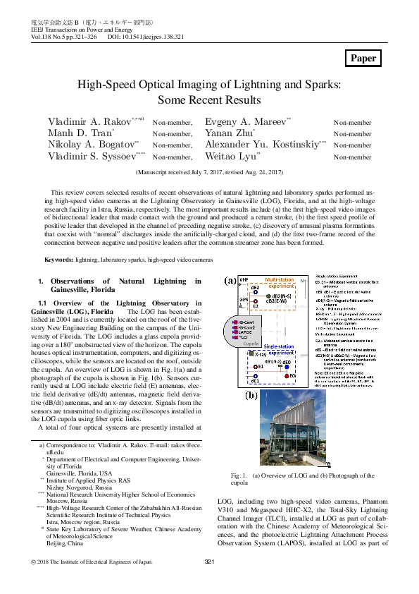 (PDF) High-Speed Optical Imaging of Lightning and Sparks: Some Recent ...
