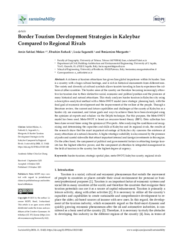 (PDF) Border Tourism Development Strategies in Kaleybar Compared to ...