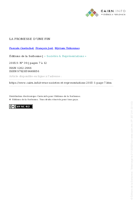(PDF) La promesse d’une fin