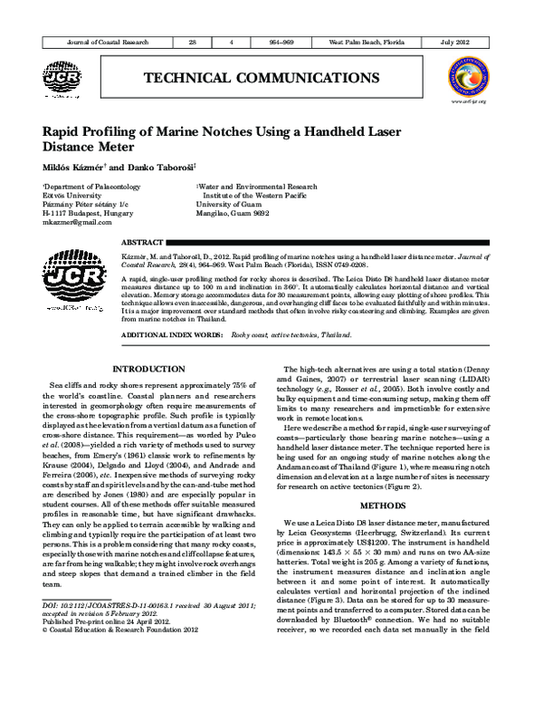 (PDF) Rapid Profiling of Marine Notches Using a Handheld Laser Distance ...