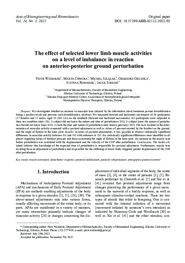 (PDF) The effects of selected lower limb muscle activities on a level ...