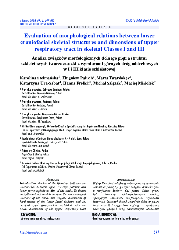 (PDF) Evaluation of morphological relations between lower craniofacial ...