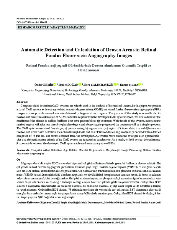(PDF) Automatic Detection And Calculation Of Drusen Areas In Retinal Fundus Fluorescein ...