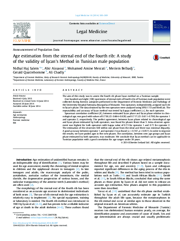 (PDF) Age estimation from the sternal end of the fourth rib: A study of ...