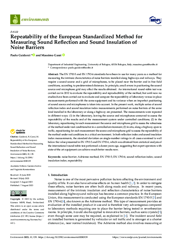 (PDF) Repeatability of Measuring Noise Barrier Performance