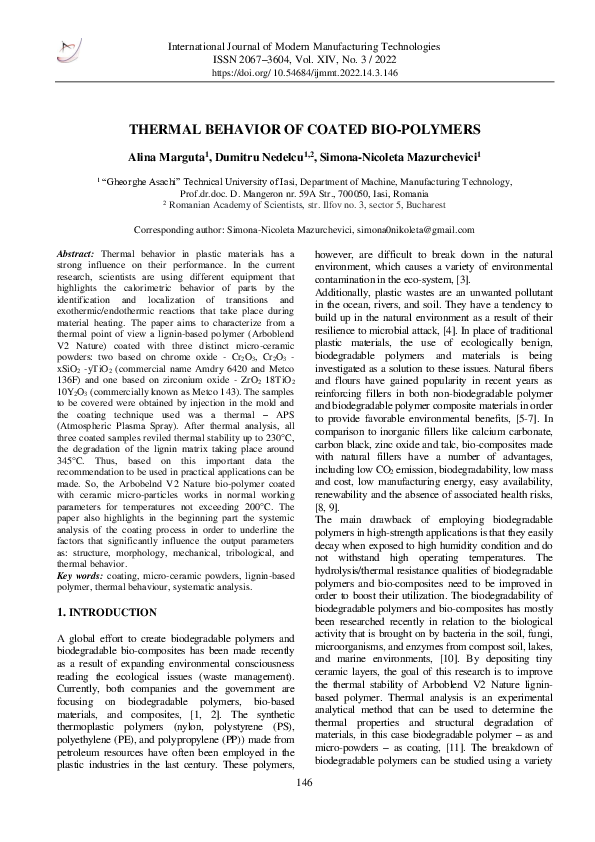 (PDF) Thermal Behavior of Coated Bio-Polymers