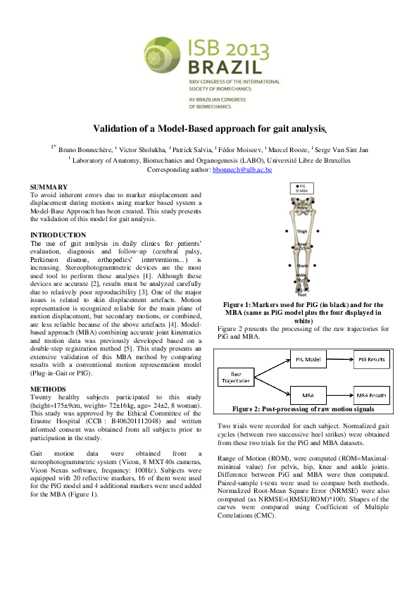 (PDF) Validation of a Model-Based approach for gait analysis