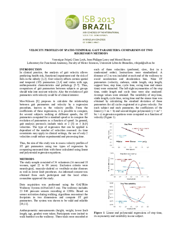 (PDF) Velocity profiles of spatio-temporal gait parameters: comparison of two regression methods ...