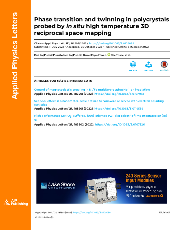 (PDF) Phase transition and twinning in polycrystals probed by in situ high temperature 3D ...