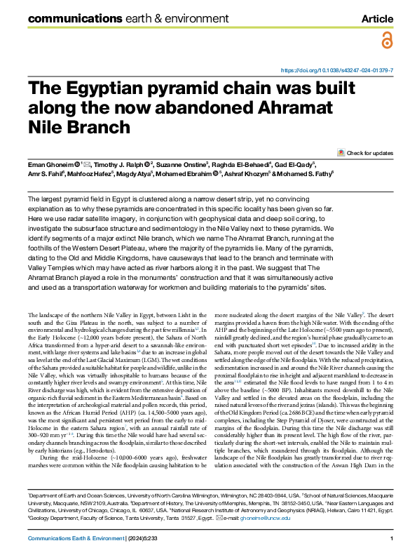 (PDF) The Egyptian pyramid chain was built along the now abandoned ...
