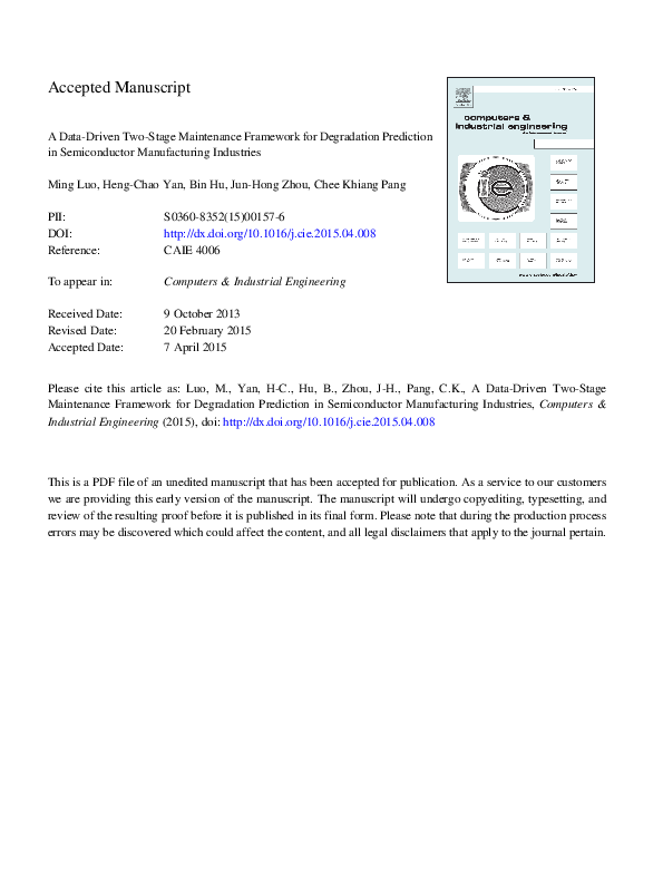 (PDF) A data-driven two-stage maintenance framework for degradation prediction in semiconductor ...