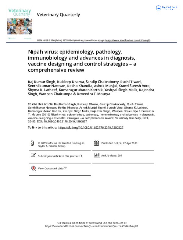 (PDF) Nipah virus: epidemiology, pathology, immunobiology and advances in diagnosis, vaccine ...