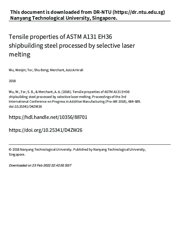 (PDF) Tensile properties of ASTM A131 EH36 shipbuilding steel processed ...