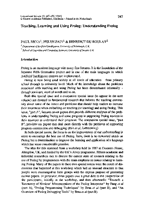 (PDF) Teaching, learning and using Prolog: Understanding Prolog (PDF) Teaching, learning and using Prolog: Understanding Prolog