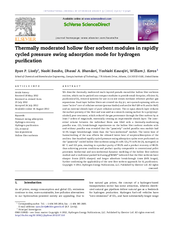 (PDF) Thermally moderated hollow fiber sorbent modules in rapidly ...