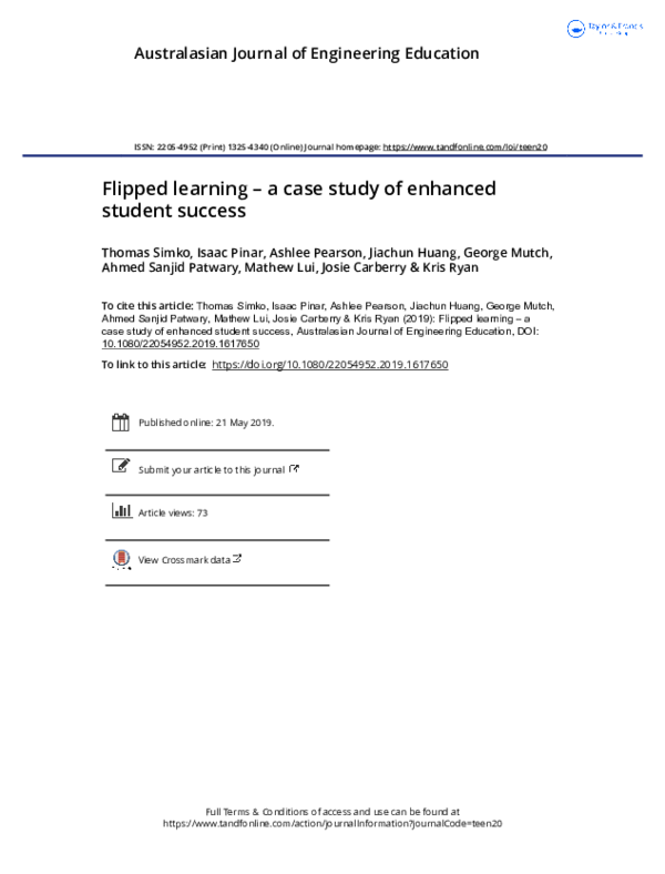 (PDF) Flipped learning – a case study of enhanced student success