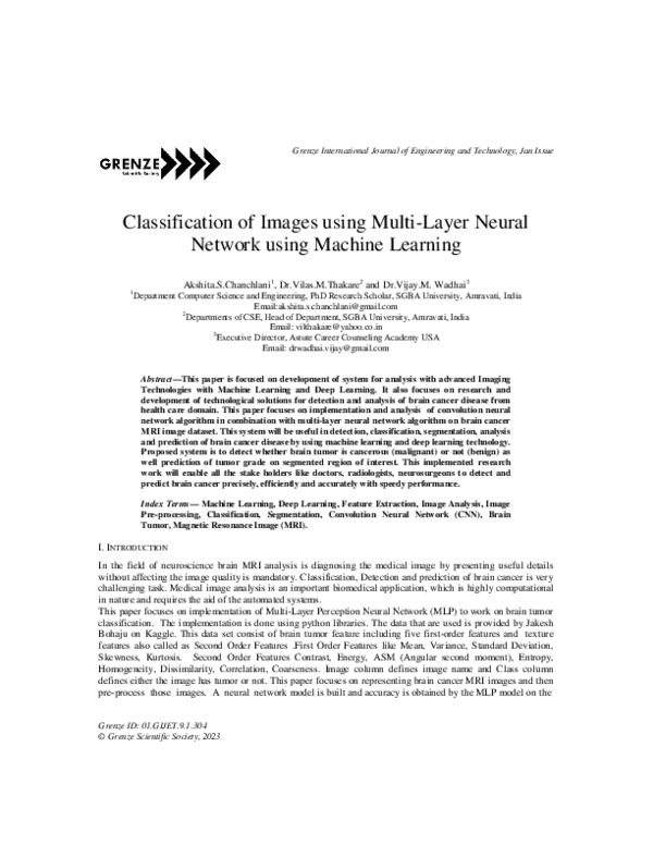 (PDF) Classification of Images using Multi-Layer Neural Network using ...