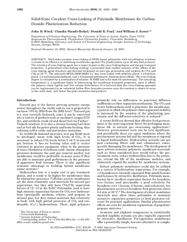 (PDF) Solid-State Covalent Cross-Linking of Polyimide Membranes for ...