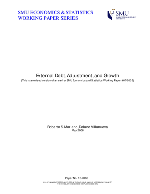(PDF) External Debt, Adjustment, and Growth