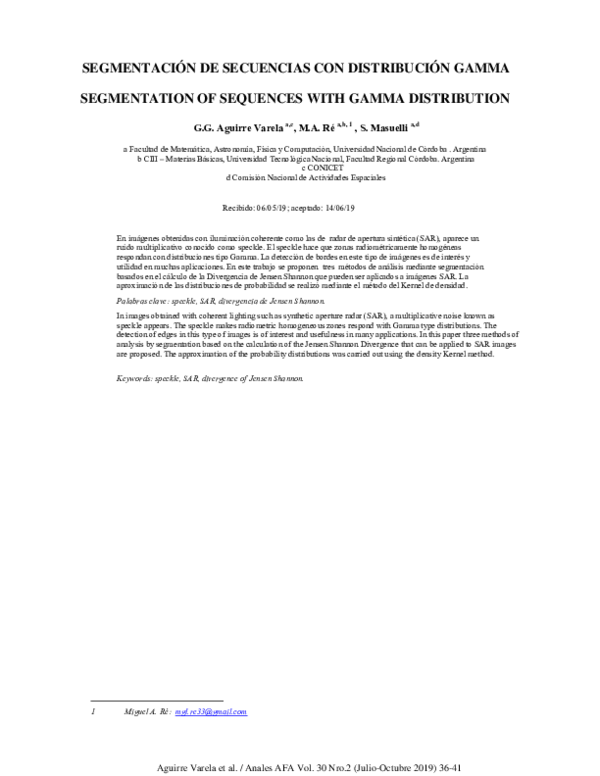 (PDF) Segmentation of Sequences with Gamma Distribution | Miguel Ré - Academia.edu
