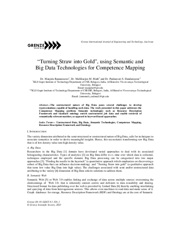 (PDF) "Turning Straw into Gold", using Semantic and Big Data ...
