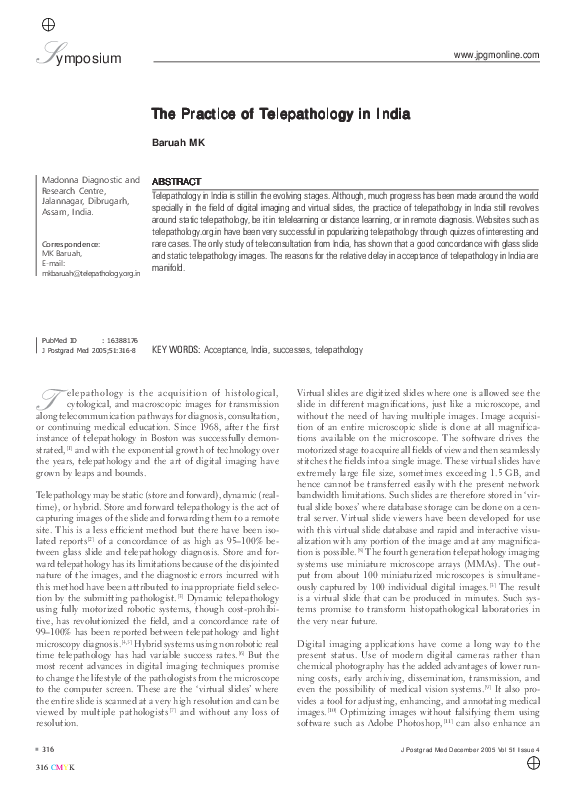 (PDF) The practice of telepathology in India