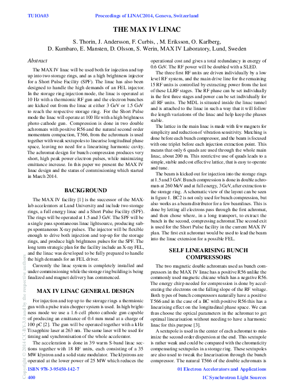 (PDF) The MAX IV Linac