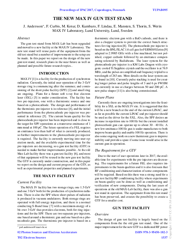 (PDF) The New MAX IV Gun Test Stand | Erik Mansten - Academia.edu