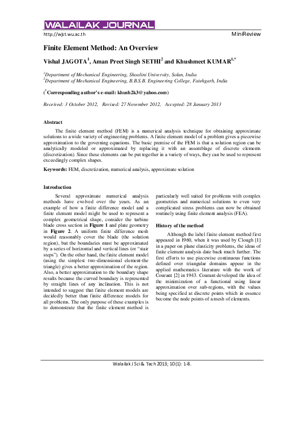 (PDF) Finite Element Method: An Overview