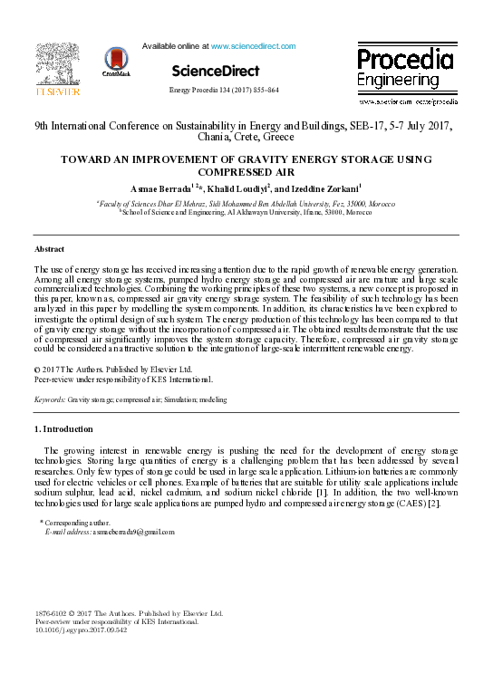 (PDF) Toward an Improvement of Gravity Energy Storage Using Compressed Air