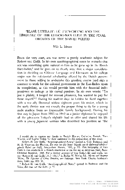 (PDF) “Blasé Literati”: Lü T’ien-Ch’eng and the Lifestyle of the Chiang ...