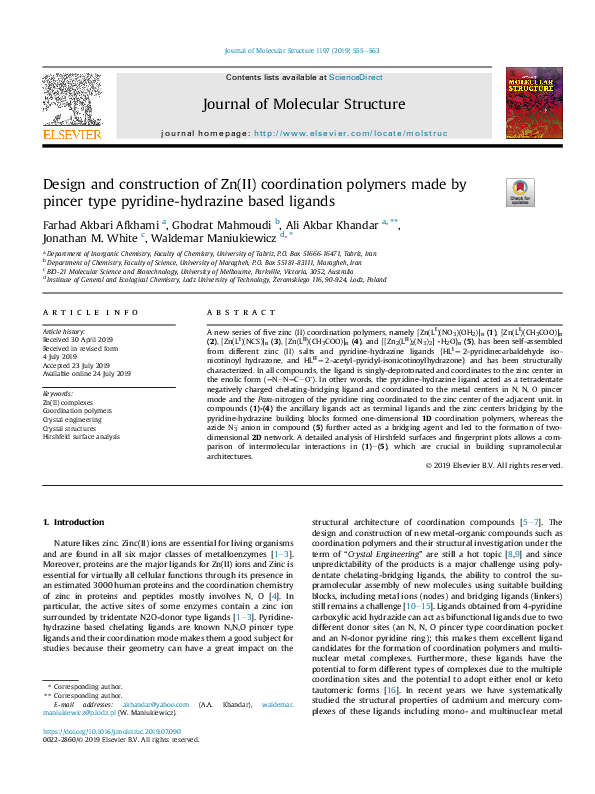 (PDF) Design and construction of Zn(II) coordination polymers made by ...