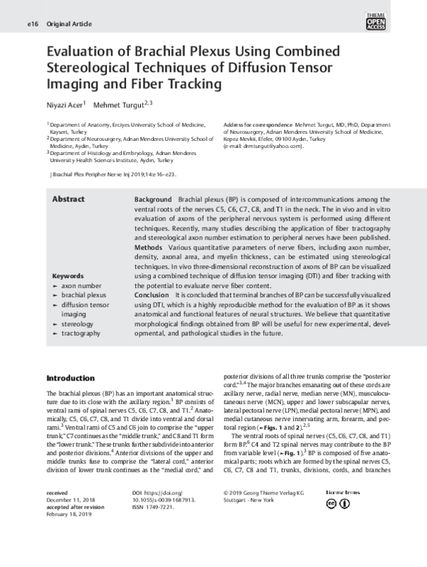 (PDF) Evaluation of Brachial Plexus Using Combined Stereological Techniques of Diffusion Tensor ...