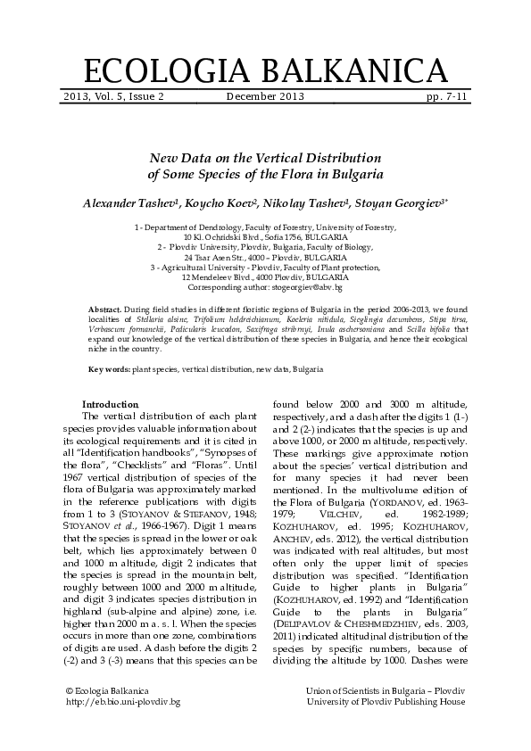 (PDF) New data on the vertical distribution of some species of the ...